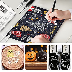 isightguard Acrylic Paint Pens ,6 Pack Black White Paint Markers, Paint Pens for Rock Painting Stone Ceramic Glass Wood Plastic Glass Metal Canvas,Drawing, Water-Based Acrylic Paint Sets