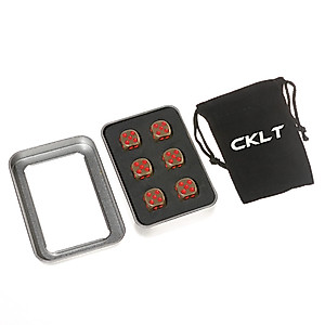 CKLT 6 Sided Metal Brass Dice with Blue Pips, Tables Board Game Dice, 6pcs Solid Gift Brass Dice, Tabletop Games Set for Poker Party Playing Games