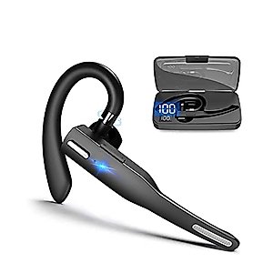 AMERCOOWTT Bluetooth Headset, Wireless Bluetooth Earpiece with Microphone, 48 Hours Play Time, 500mAh Charging Case, Built in ENC Dual Mic Noise Cancelling, for Business Office/Driving/Truck