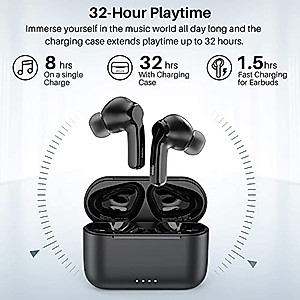 TOZO NC2 Hybrid Active Noise Cancelling Wireless Earbuds, in-Ear Detection Headphones, IPX6 Waterproof Bluetooth 5.2 Stereo Earphones, Immersive Sound Premium Deep Bass Headset, Black (Renewed)