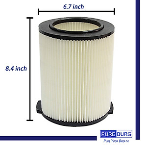 PUREBURG VF4000 Replacement Vac Filter Compatible with Ridgid VF4000 72947 Wet/Dry 5 to 20 Gal Also Compatible with Shop Vac Husky 6-9 Gal WD5500 WD0671 RV2400A RV2600B WD06700 WD09450, 1-Pack
