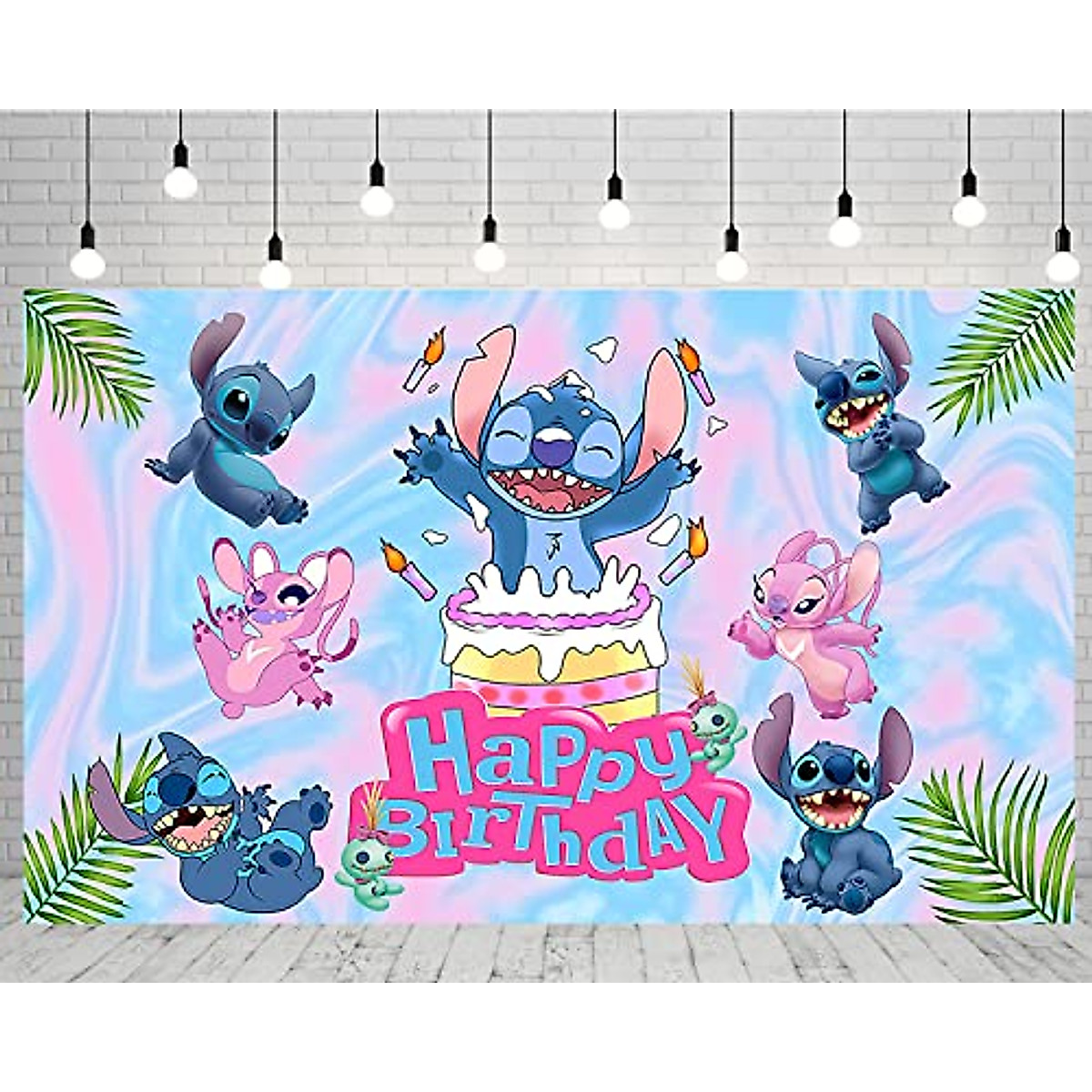 huio Summer Hawaiian Aloha Backdrop for Lilo and Stitch Theme Birthday Party Supplies 6x4ft Tropical Photo Background for Stitch Theme Party Cake Table Decorations Baby Shower Banner