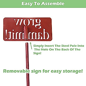 Rustic Garden Signs, Grow Dammit Garden Decor Sign for Garden, Funny Gardening Gift for Men Women Who loves Garden Plant