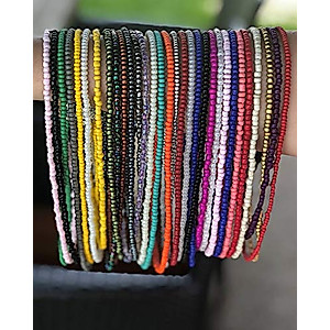 African Beads Waist Chains for Women,Colorful Handmade Seed Beads Waist Belly Chain Multilayer Body Chain Jewelry Accessories Beads Elastic Waist Chain
