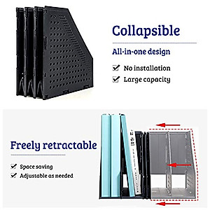 SAYEEC Desktop File Magazine Folder Holder 4 Section Plastic Hollow Documents Foldable Organizer File Cabinet Shelf Frames Dividers Rack Display and Storage