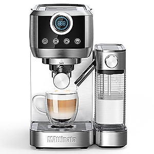 MAttinata Cappuccino, Latte and Espresso Machine, 20 Bar Touch Panel Cappuccino Espresso Maker Stainless Steel with Automatic Milk Frothing System