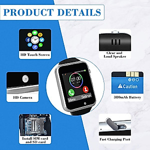 Bluetooth Smart Watch A1 Bluetooth GSM SIM Phone Smart Watch for Android Smart Phones (Silver)