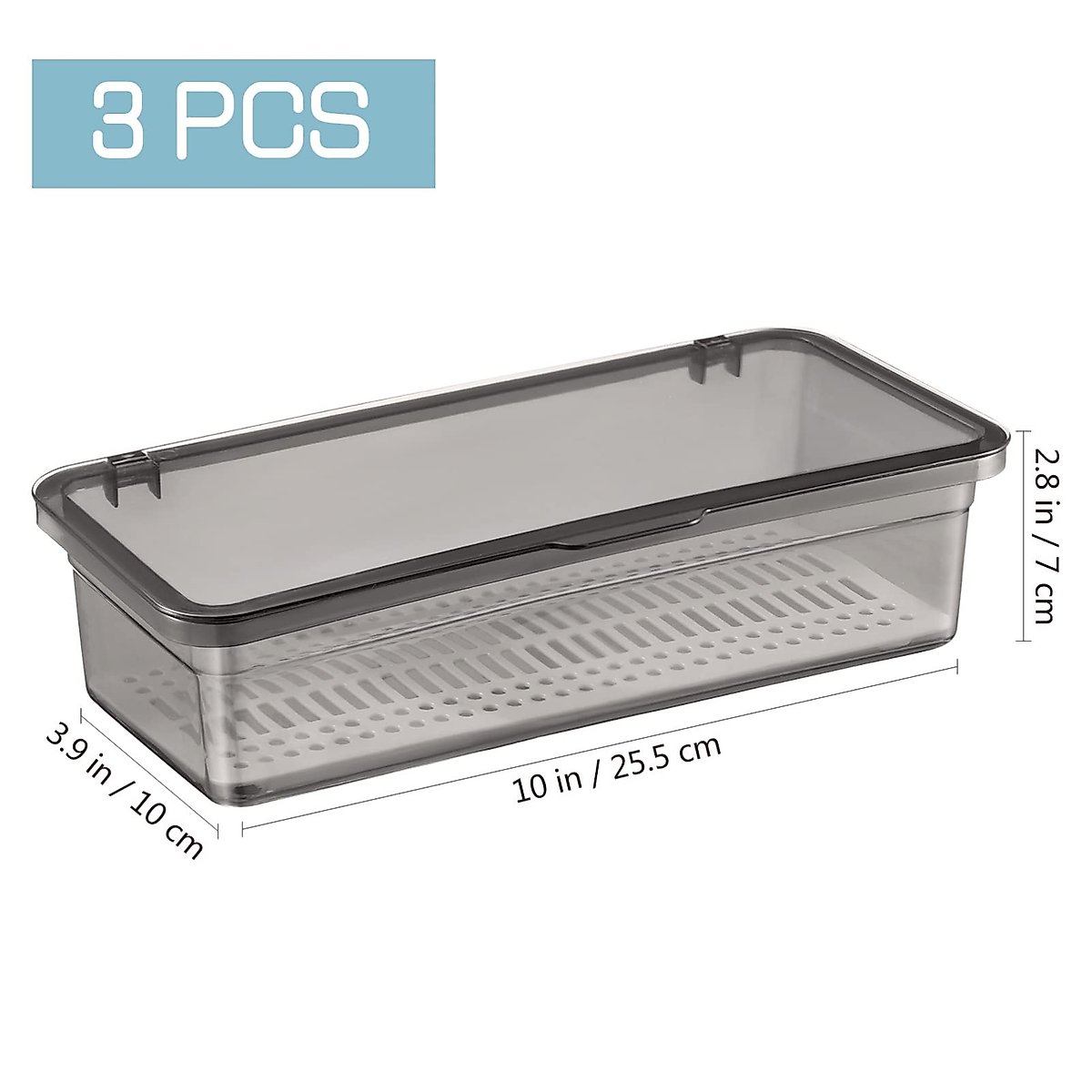 DOITOOL 3PCS Flatware Tray with Lid and Drainer, Tableware Utensil and Cutlery Drawer Organizer with Lid Covered Silverware Tray to Keeps Your Cutlery Organized and Protected