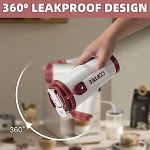 Weisidi Coffee Mug - 18 oz (530ml) Stainless Steel Vacuum Insulated Tumbler - Spill Proof Travel Coffee Tumbler - Keeps Drinks Hot and Cold - Coffee Travel Mug Spill Proof Leak Proof (white-red)