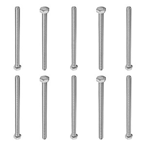 Bettomshin 10Pcs M8 x 120mm Hex Bolts, 304 Stainless Steel 1.25mm Thread Pitch Fully Threaded Metric Hex Head Screw Bolts, Hexagon Screw Bolt, Hex Tap Bolts, Silver (Overall Size 125.45x13x13mm)