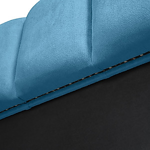 Voohek Queen Size Upholstered Platform Bed with Built-in LED Lighting, Inner Shelf Headboard and USB Charge Ports, Modern Bedframe w/Lift-Up Underneath Storage Space, Blue