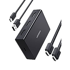 UGREEN HDMI Splitter 1 in 2 Out 4K@60Hz HDMI 2.0 Splitter with 1.7FT HDMI Cable Support HDCP 2.2 3D HDR EDID 1 to 2 Way HDMI Adapter Only Mirror Screen Compatible with TV Monitor Projector PS5 Switch