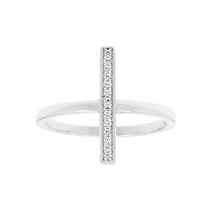 Sterling Silver CZ Vertical Bar Ring (Size 6)