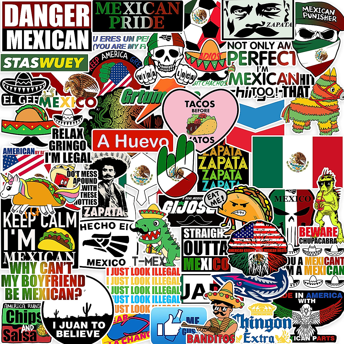 100pcs Mexican Hardhat Stickers, Funny Vinyl Mexico Tool Box Stickers, Design for Helmet Hood Laptop Water Bottle, Mexico Pride Patriotic Decals for Men Adults Ironworkers Lineman Oilfield Electrician