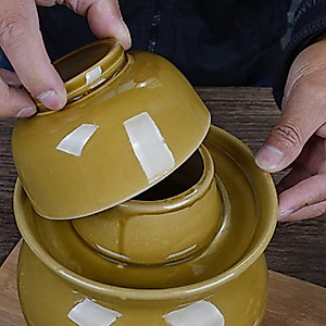 KOAIUS 1kg Terracotta Traditional Chinese Fermenting Jar Stoneware Pickles Jar with Water Sealed Airlock Lid Ceramic Food Canister Bottle for Pickling Kimchi Sauerkraut jar