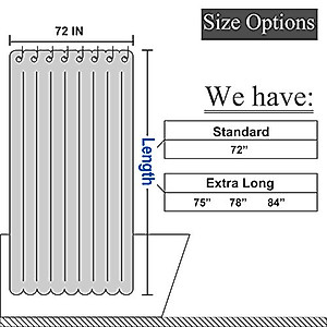 Barossa Design Buffalo Check Shower Curtain: Cotton Blend Plaid Woven Texture & Machine Washable, Water-Repellent, Rustic Farmhouse Style for Bathroom - Black and White, 71x72 Inch