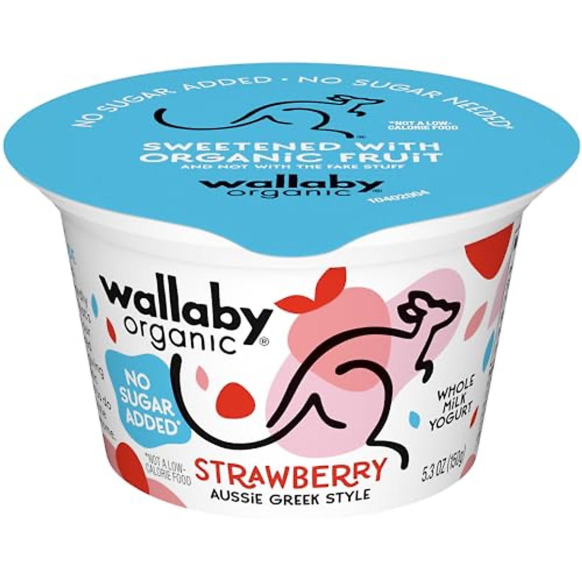 Wallaby Organic Aussie Greek Yogurt, No Sugar Added, Strawberry, 5.3 oz. USDA Organic
