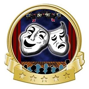 Crown Awards Drama Masks Banner Pin, Gold Drama Pins, 30 Pack
