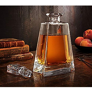 Luna Whiskey Decanter – 23 oz Crystal Modern Decanter – Small Liquor Decanter with Stopper – Booze Decanter for Whiskey, Bourbon, Brandy, Liquor, and Rum – Scotch Bar Container