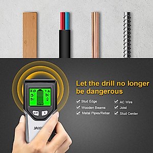 Stud Finder Wall Scanner - 5 in 1 Stud Finder Tool with Intelligent Microprocessor Chip and HD LCD Display, Stud Detector Beam Finders for the Center and Edge of Wood AC Wire Metal Studs Joist Pipe