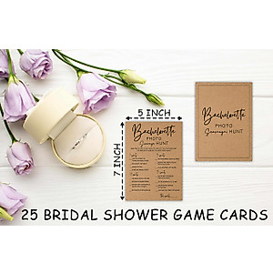 Bachelorette Party Games, Photo Scavenger Hunt Kraft Rustic Bridal Shower Game Card, Wedding/Engagement Party Ideas Activities Supplies Decorations(25 Cards) -A04
