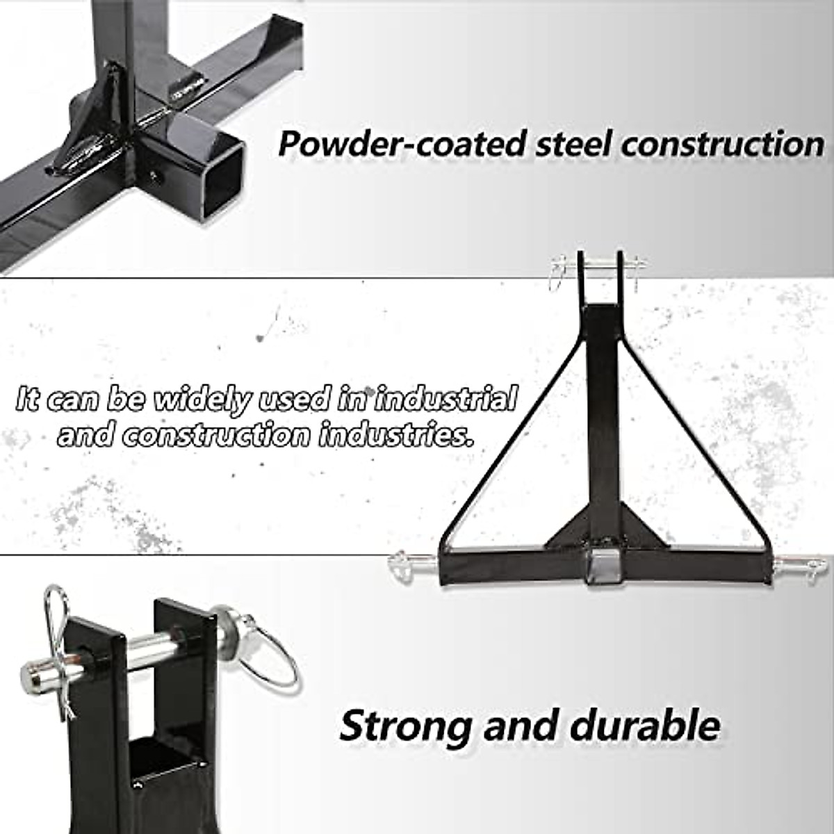 3 Point 2" Receiver Trailer Hitch Category 1 Tractor Tow Drawbar Adapter for BX Kubota, John Deere, LM25H WLM Tractor, NorTrac, Kioti, Yanmar, Cat
