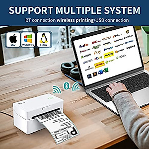 Label Printer - 180mm/s Wireless Shipping Label Printer, 4×6 Commercial Direct Thermal Label Printer for Shipping Packages, Label Maker, Compatible with USPS, UPS, Support BT (Contact CS for Driver)