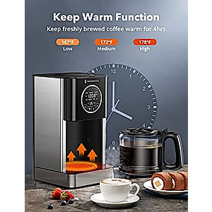 XINYUWZ 12 Cup Programmable Coffee Maker, Drip Coffee Machine with Temperature Control, Auto Pause Coffee Brewer with Glass Carafe, Family Coffeemaker with Self-Cleaning Function Black