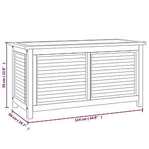 vidaXL Patio Storage Box with Bag, Solid Teak Wood 44.9"x19.7"x22.8", Rustic Charm, Ample Organizing Space, Versatile Use - Indoor and Outdoor Friendly.