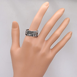 ABJFJE Retro Daisy Bird Rings Boho Daisy Flower Carved Ring Anniversary Band Ring Eternity Fashion Jewelry for Men Women Gift (10)