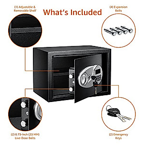 Amazon Basics Steel Security Safe and Lock Box with Electronic Keypad - Secure Cash, Jewelry, ID Documents - 0.5 Cubic Feet, 13.8 x 9.8 x 9.8 Inches