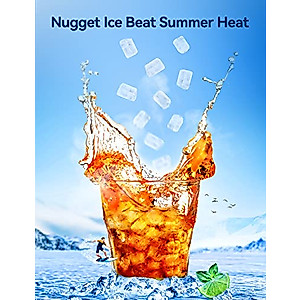 Thereye Countertop Nugget Ice Maker, Pebble Ice Maker Machine, 30lbs Per Day, 2 Ways Water Refill, 3Qt Water Reservoir & Self-Cleaning, Stainless Steel Ice Machine for Home Office Bar Party