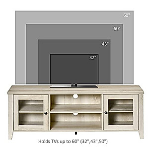 HOMCOM Modern TV Stand, Entertainment Center with Shelves and Cabinets for Flatscreen TVs up to 60" for Bedroom, Living Room, Oak