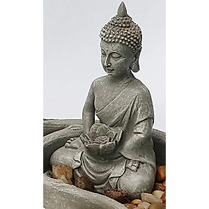 Nature's Mark Mini Zen Garden Kit for Desk with Lotus, Buddha Figures, Rake and Natural Sand River Rocks Table/Desk Décor Gift Set for Home and Office 6 x 6 Inches Round Base