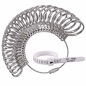 Jewelry Sizers Stainless Iron Ring Sizer Finger Ring Sizing Measuring Tool Ring Sizer Gauge Set Circle Models with Plastic Ring Sizer Belt