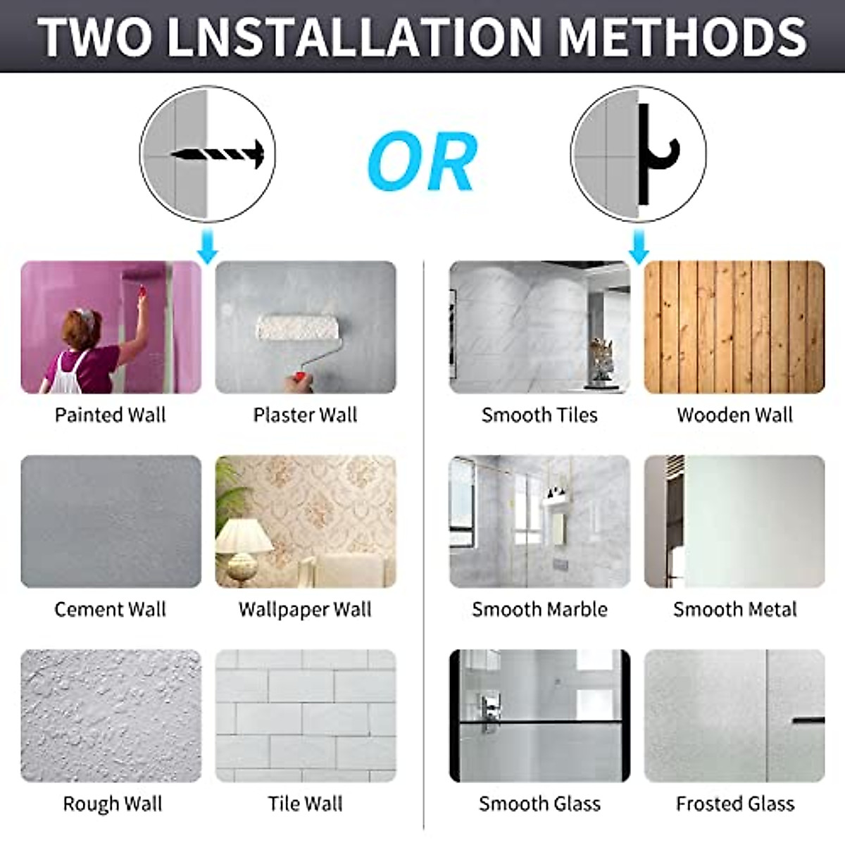 HATUO-001 4-Pack Shower Caddy Basket Shelf with Rustproof Black Hooks Storage Rack Organizer,No Drilling Can be wall-mounted without holes for Bathroom, Washroom, Restroom, Shower,Kitchen