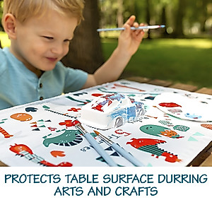 Disposable Placemats for Baby Toddler and Kids Travel Pack 12" x 18" Stick-On 20 Plastic Table Toppers Restaurant Indoor Outdoor Protection Dino Design