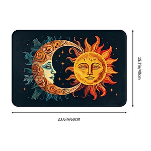 Stars and Sun Moon Welcome Door Mat Soft Floor Carpet Bath Rugs, 16x24in Area Rug for Indoor Outdoor Bathroom Kitchen Living Room Decoration
