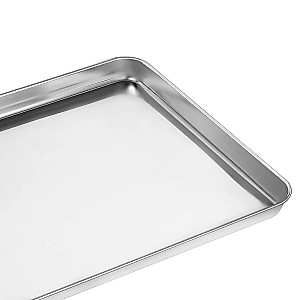 Wildone Baking Sheet Set of 2 - Stainless Steel Cookie Sheet Baking Pan, Size 16 x 12 x 1 inch, Non Toxic & Heavy Duty & Mirror Finish & Rust Free & Easy Clean
