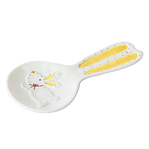 Ceramic Spoon Rest Coffee Spoon Holder for Stove Top Coffee Spoon Rest Bunny Shape Spoon Holder Cooking Spoon Rest for Kitchen Counter Utensil Rest for Spatula,Tongs,Ladles