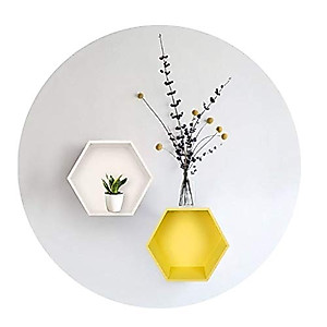 LLRYN Hexagonal Floating Shelf Wall-Mounted Rack, Modern and Simple Wooden, six Colors, Suitable for Bedroom, Bathroom, Living Room, Kitchen, etc. (Color : E)