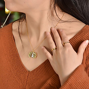 Sterling Silver Sunflower Locket Necklace You Are My Sunshine Engraved Pendant Necklaces Jewelry for Her (Gold)