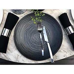 Bzyoo 12 Piece Melamine Dinnerware Set - Durable, Dishwasher Safe Organica Black Plates and Bowls Sets Casual Dish Set for Dining, Outdoor and Kitchen