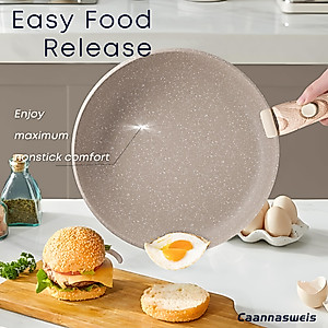 Caannasweis Detachable Nonstick Cookware Set - Stackable Induction Pots and Pans With Removable Handles, Dishwasher Safe - For RV Camping, Oven and Stovetop Use, 5 Pieces (Brown)