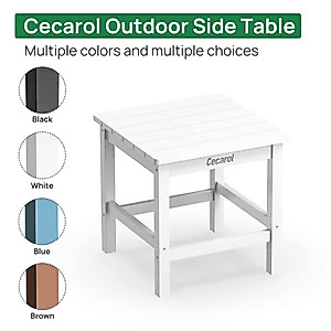Cecarol Adirondack Side Table, 19.6" Square Oversized Outdoor Side Table, Fade-Resistant and Weather Resistant End Table, Poly Resin Worry-Free Plastic Table for Porch, Patio, Seaside, White-OST01