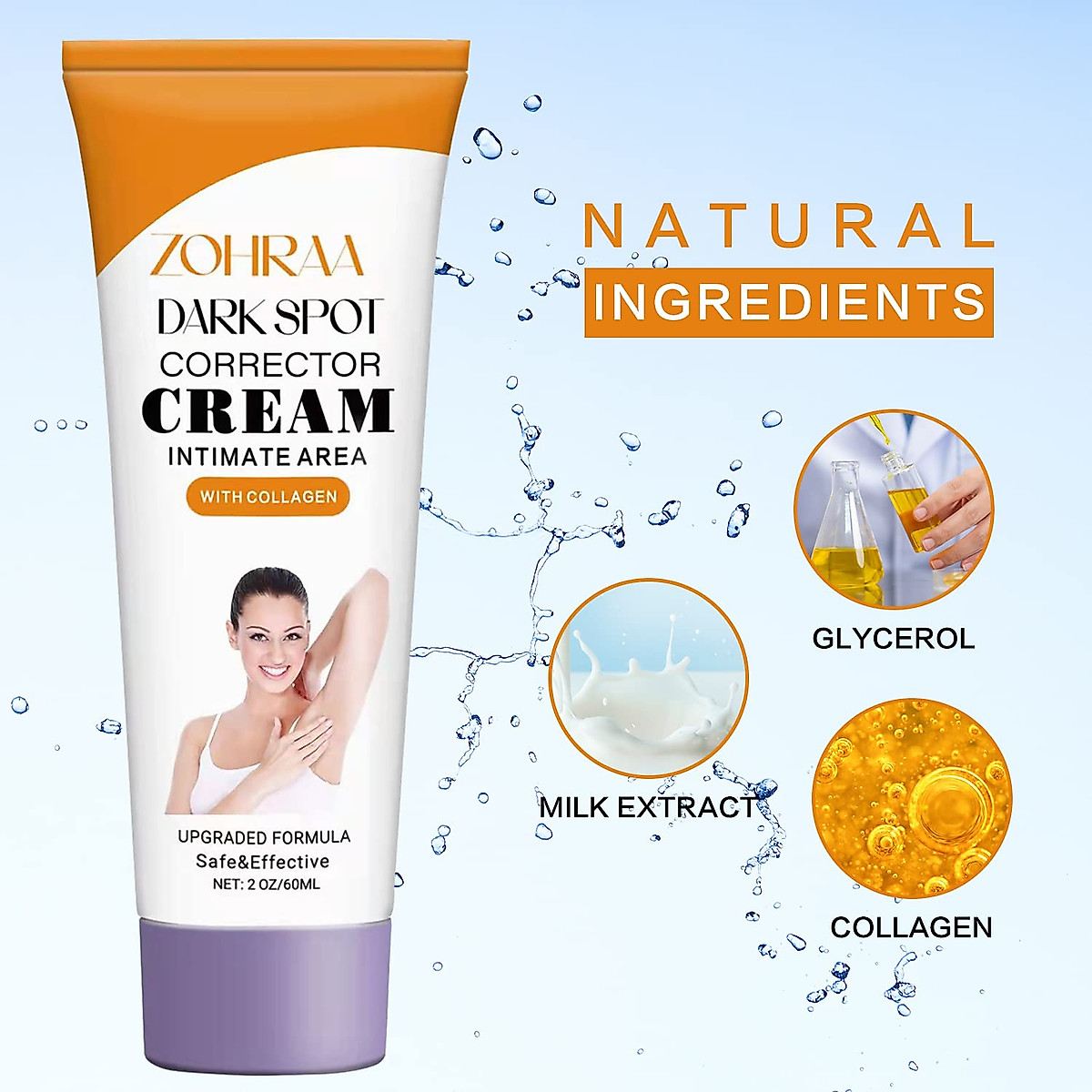ZOHRAA Dark Spot Corrector Cream, Underarm Cream with Advanced Formula, Instant Results for Moisturizes Neck, Knees, Elbows, Armpit, and Private Parts - 2 fl. Oz