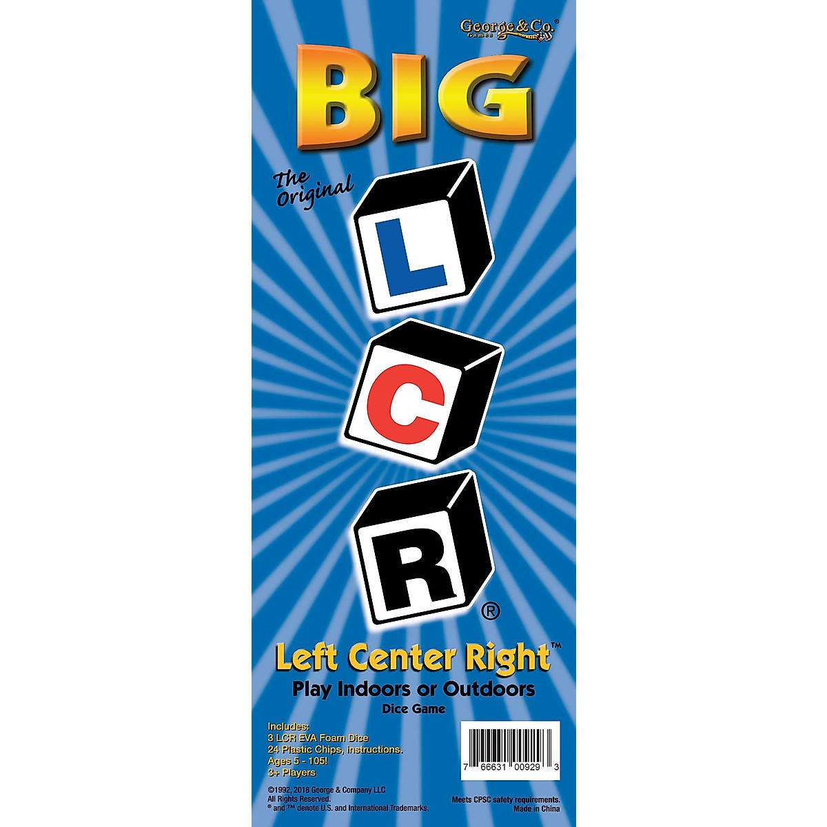 Big LCR® Left Center Right™ Dice Game - Classic (Blue) 18" H