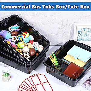 Sherr 10 Pcs 13L Plastic Bus Tubs Bus Tubs Restaurant Food Service Bus Tubs Commercial Bus Box with Handles Wash Basin Tray for Home Daily Use, Toys, Restaurant Hotel Food Service, Black