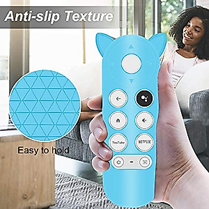 2Pack Silicone Protective Case Compatible for Google Chromecast Remote Control,Remote Case Holder Skin for Google 2020 Voice Remote,Shock Absorption Bumper Remote Back Cover -Glowpurple+Glowblue