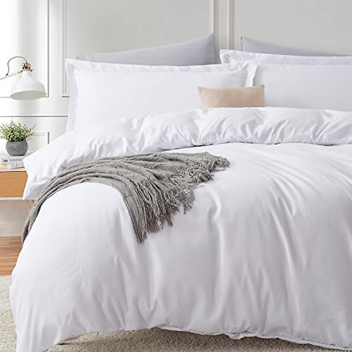 Hearth & Harbor Twin Duvet Cover Set - Soft White Duvet Cover Twin, Double Brushed Twin/Twin XL Duvet Cover 2 Piece with Button Closure, 1 Twin Size Duvet Cover 68x90 inches and 1 Pillow Sham
